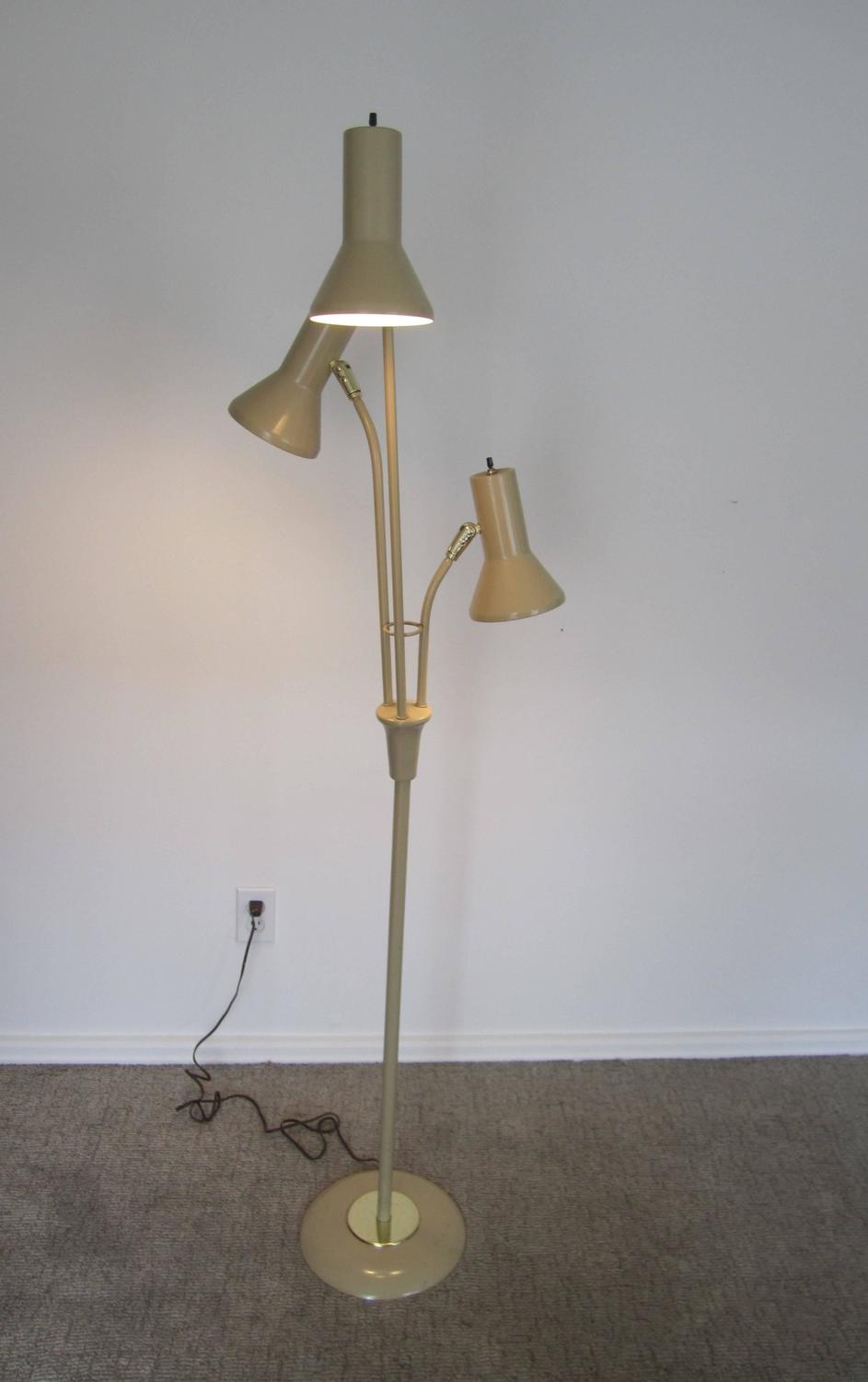 Mid-Century Modern Tri Light Adjustable Floor Lamp For Sale at 1stdibs