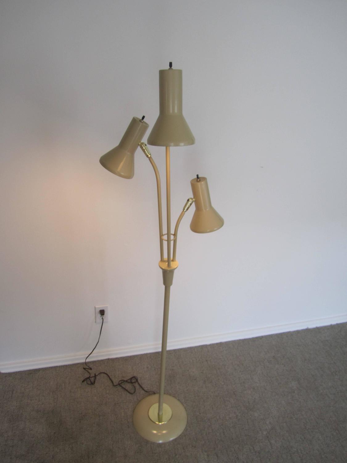 Mid-Century Modern Tri Light Adjustable Floor Lamp For Sale at 1stdibs