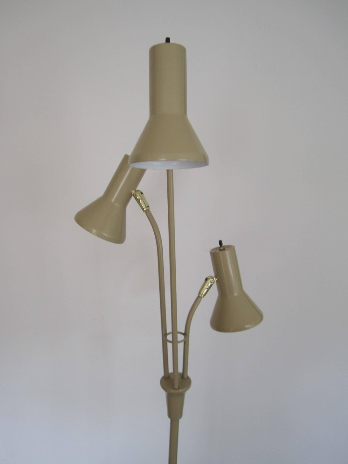 Mid-Century Modern Tri Light Adjustable Floor Lamp For Sale at 1stdibs