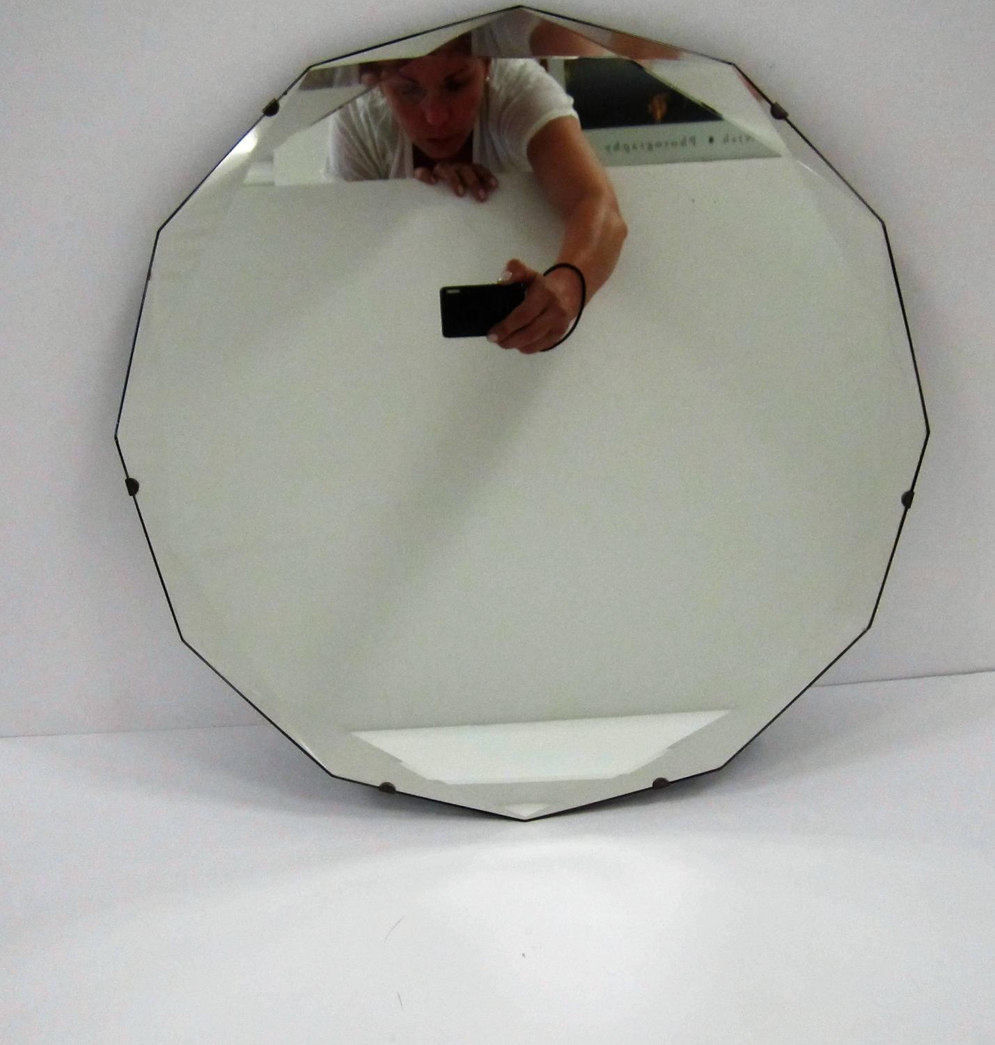 Beautiful Vintage 12 Sided Bevel Wall Mirror For Sale at 1stdibs