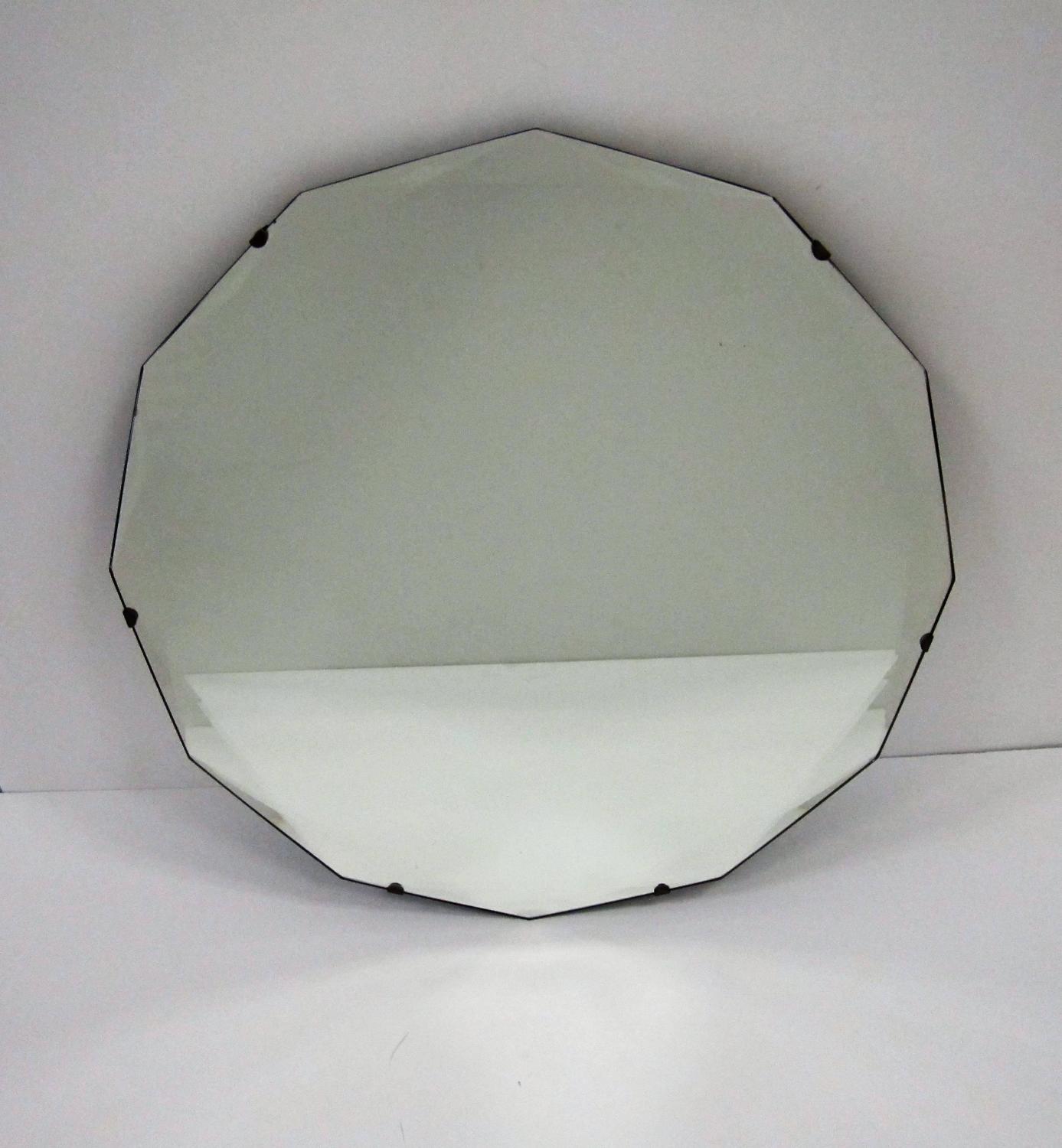 Beautiful Vintage 12 Sided Bevel Wall Mirror For Sale at 1stdibs