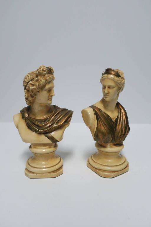 Pair Midcentury Italian Male and Female Classic Roman Bust Sculptures ...