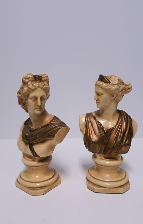 Pair Midcentury Italian Male and Female Classic Roman Bust Sculptures ...