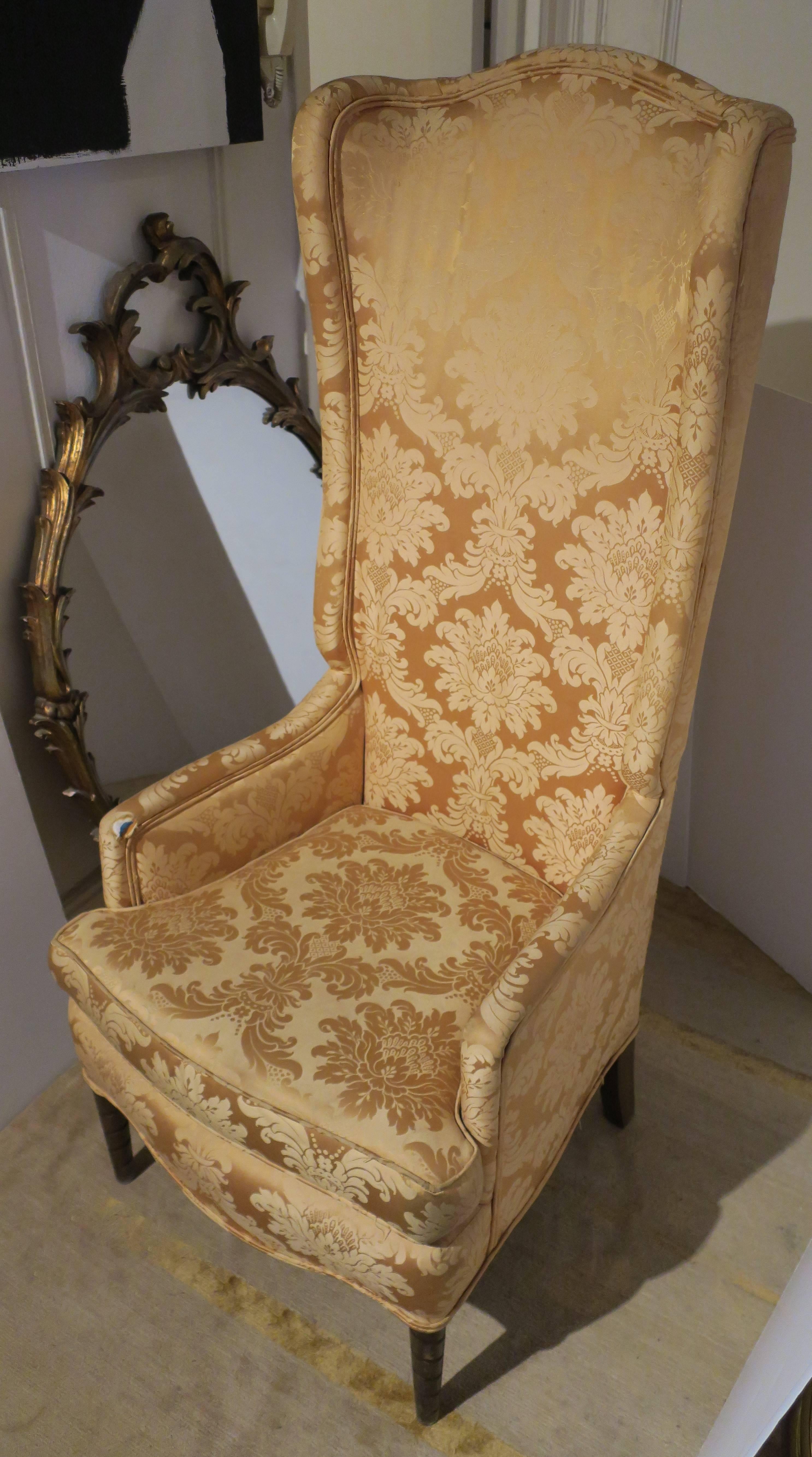 Tall Wingback Upholstered Yellow Chair, ca. 1960s at 1stDibs | tall ...