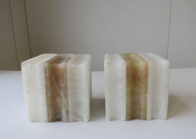 Pair of Vintage Alabaster Marble 'Book' Bookends at 1stDibs