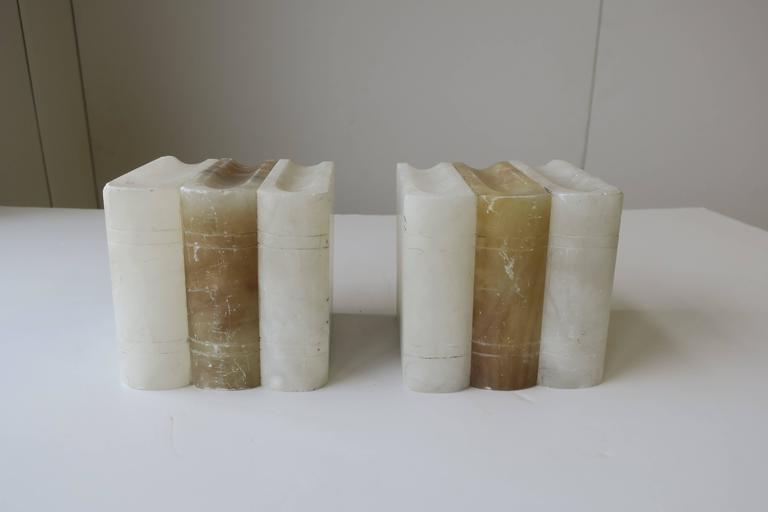 Pair of Vintage Alabaster Marble 'Book' Bookends at 1stDibs