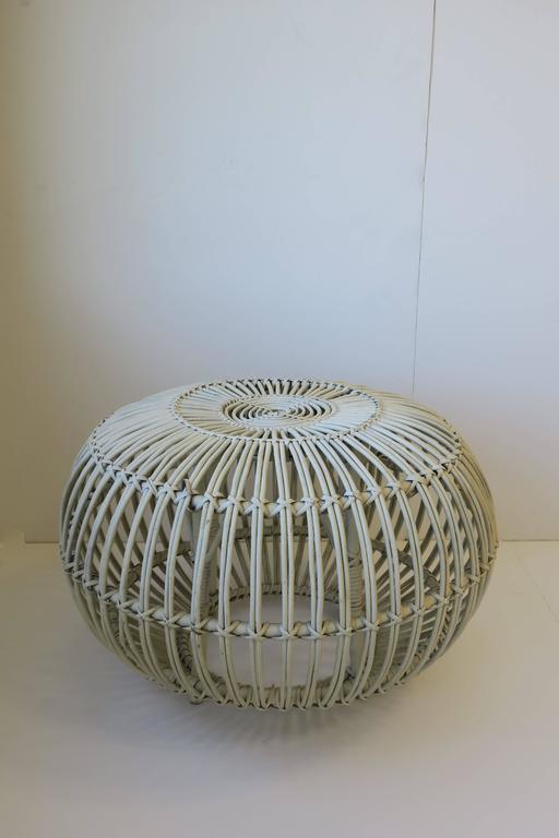 Midcentury Round White Rattan Stool or Side Table by Franco Albini at ...
