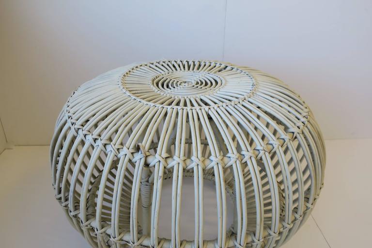 Midcentury Round White Rattan Stool or Side Table by Franco Albini at ...