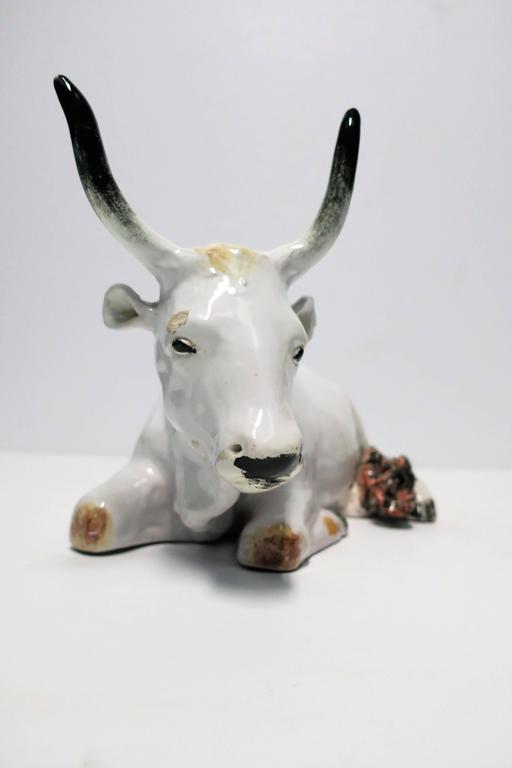 Italian White Pottery Animal Bovine Cow Sculpture For Sale at 1stDibs ...