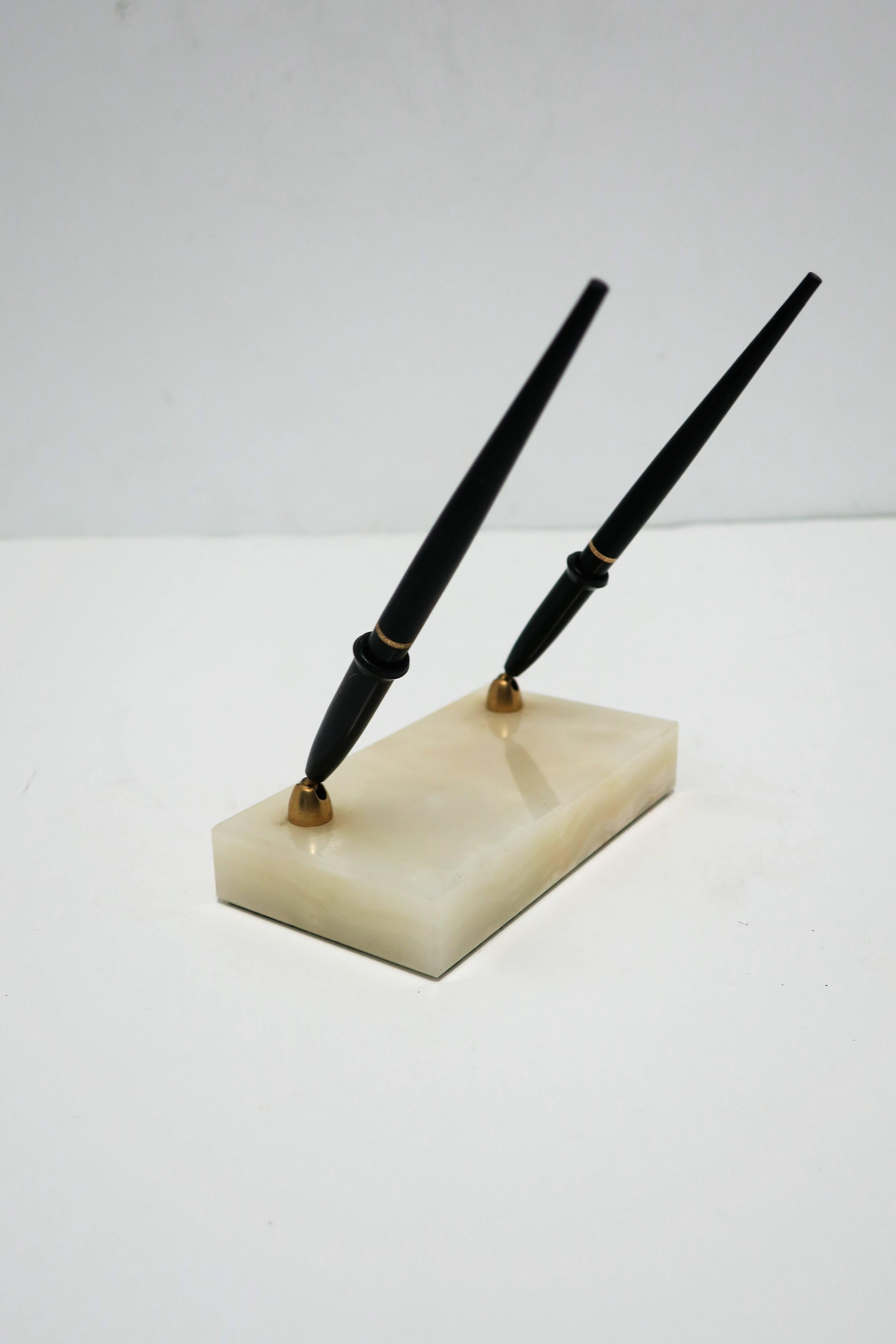 Modern Onyx Marble Pen Desk Set, ca. 1970s For Sale at 1stDibs