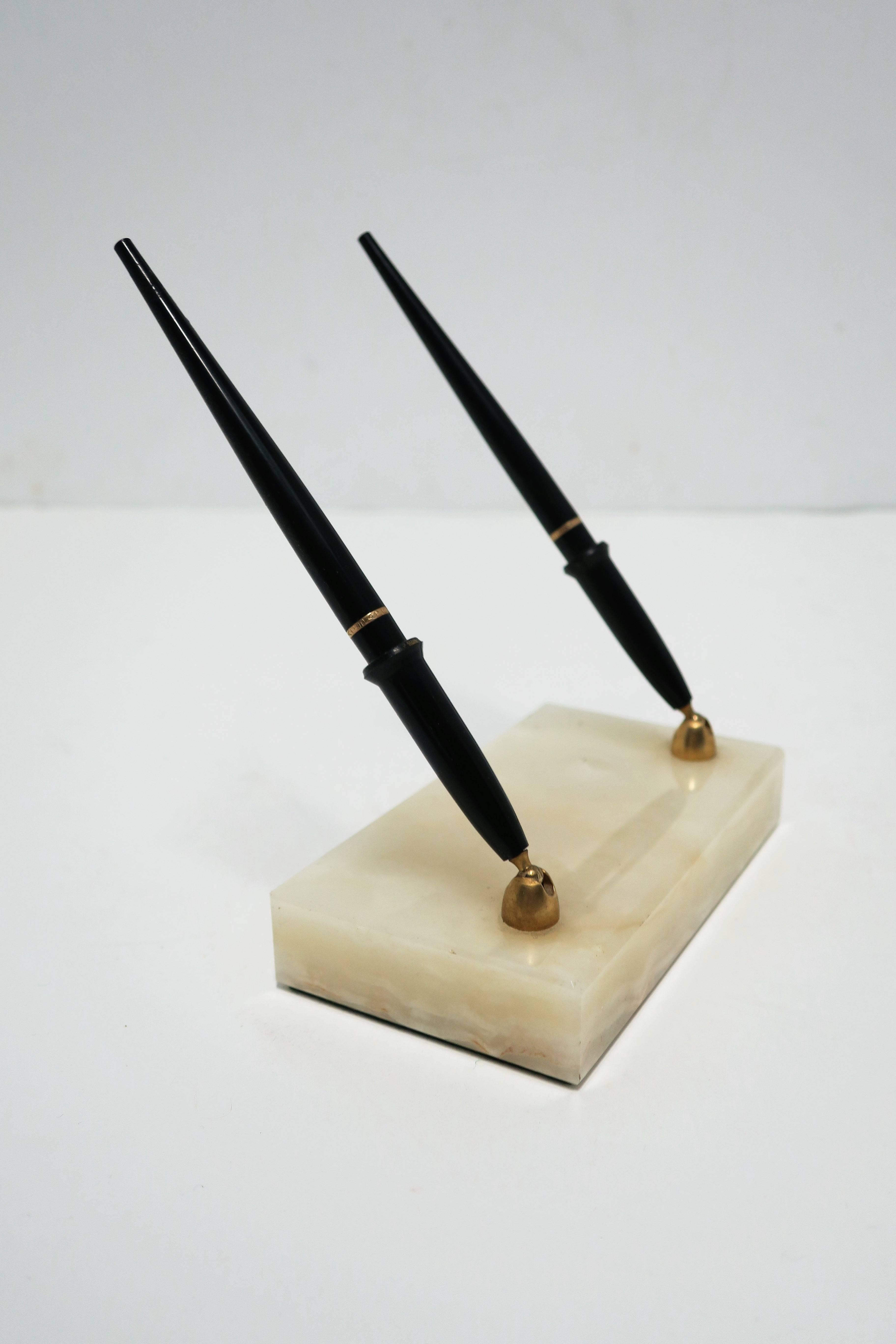 Modern Onyx Marble Pen Desk Set, ca. 1970s For Sale at 1stDibs
