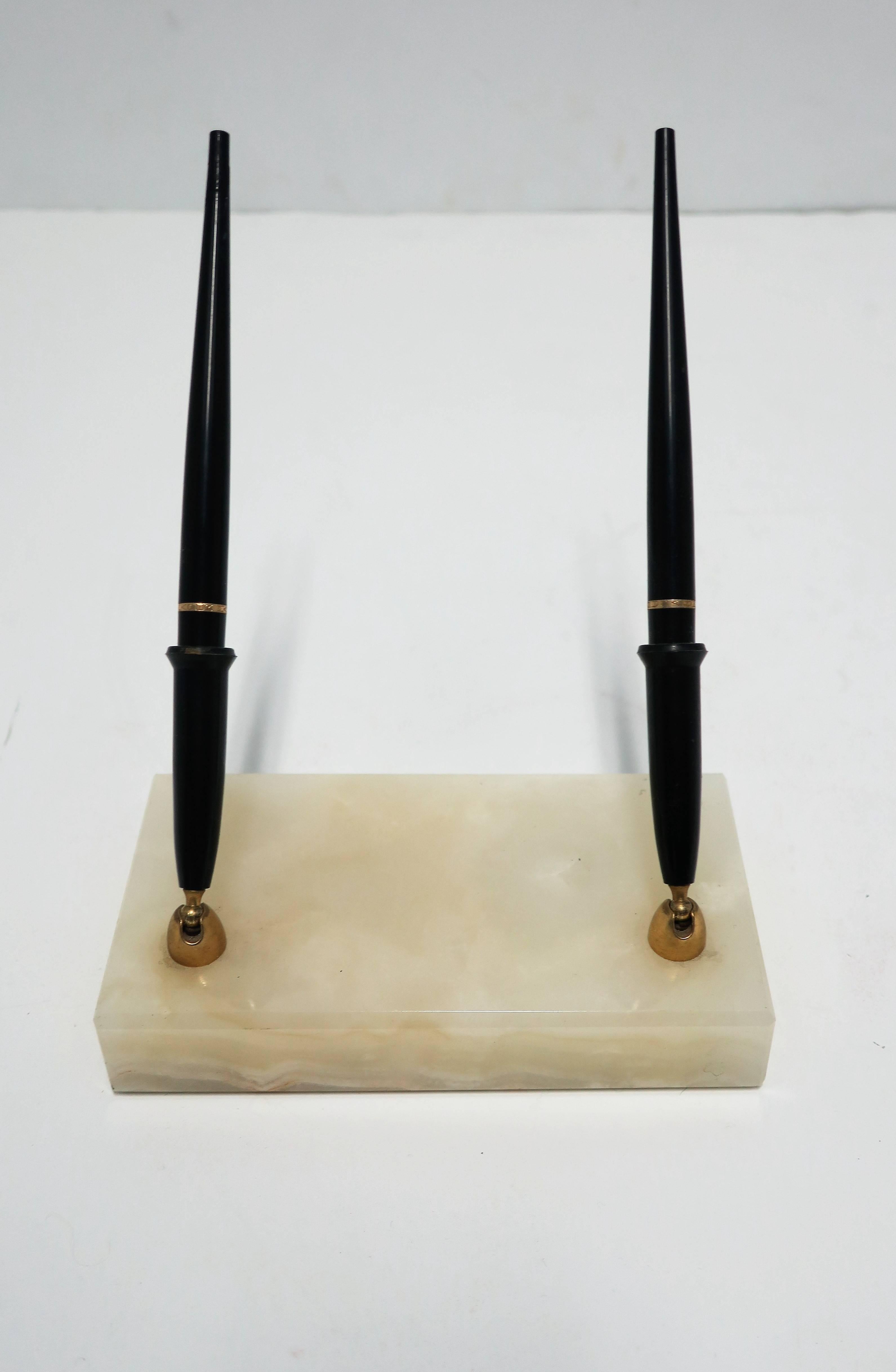 Modern Onyx Marble Pen Desk Set, ca. 1970s For Sale at 1stDibs