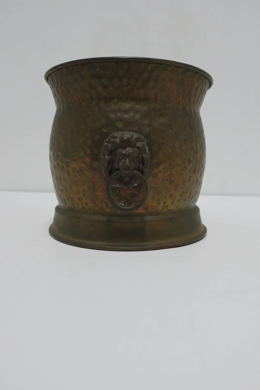 English Brass Plant Pot Holder Cachepot with Lion Head Detail, ca. 20th ...