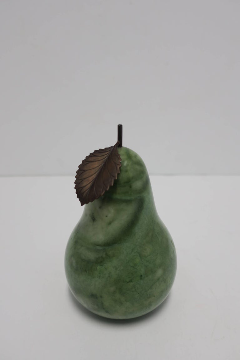 Italian Green Alabaster Mable Decorative Pear Fruit Sculpture at 1stDibs