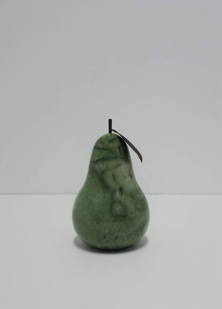 Italian Green Alabaster Mable Decorative Pear Fruit Sculpture at 1stDibs