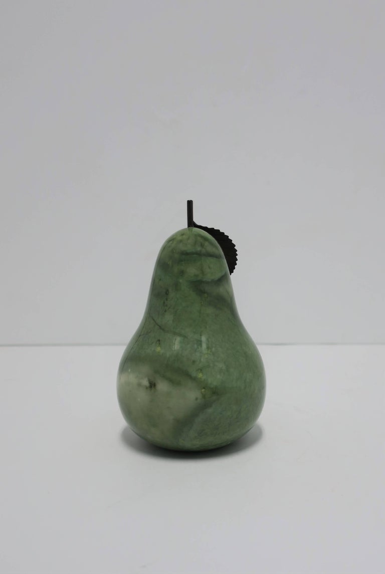 Italian Green Alabaster Mable Decorative Pear Fruit Sculpture at 1stDibs