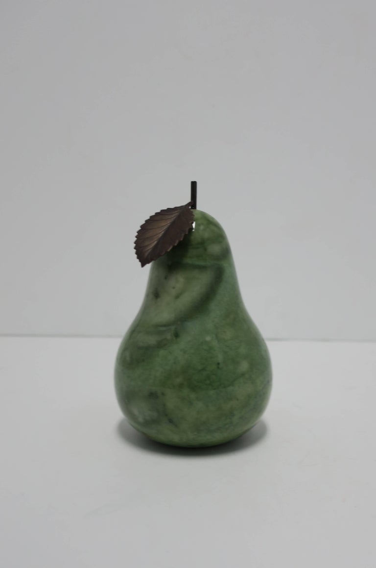 Italian Green Alabaster Mable Decorative Pear Fruit Sculpture at 1stDibs