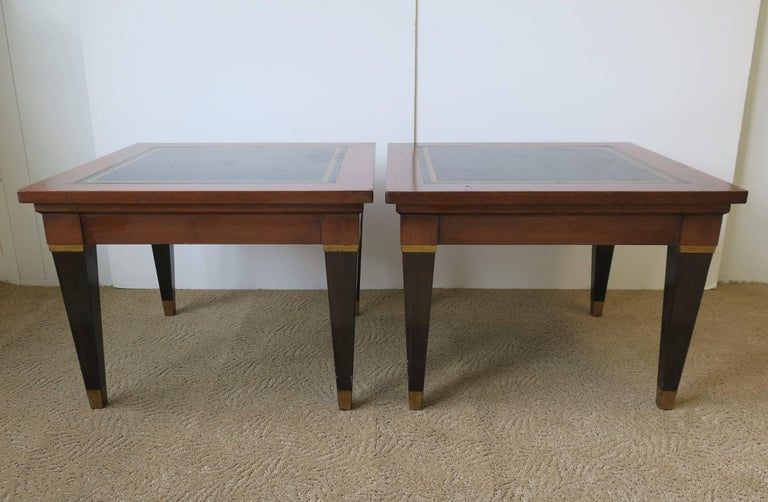 Pair of Midcentury Black Leather Top End Tables or Cocktail Table For ...