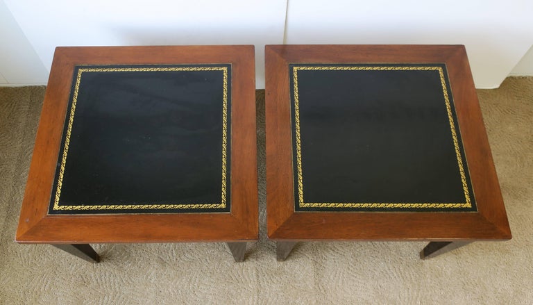 Pair of Midcentury Black Leather Top End Tables or Cocktail Table For ...