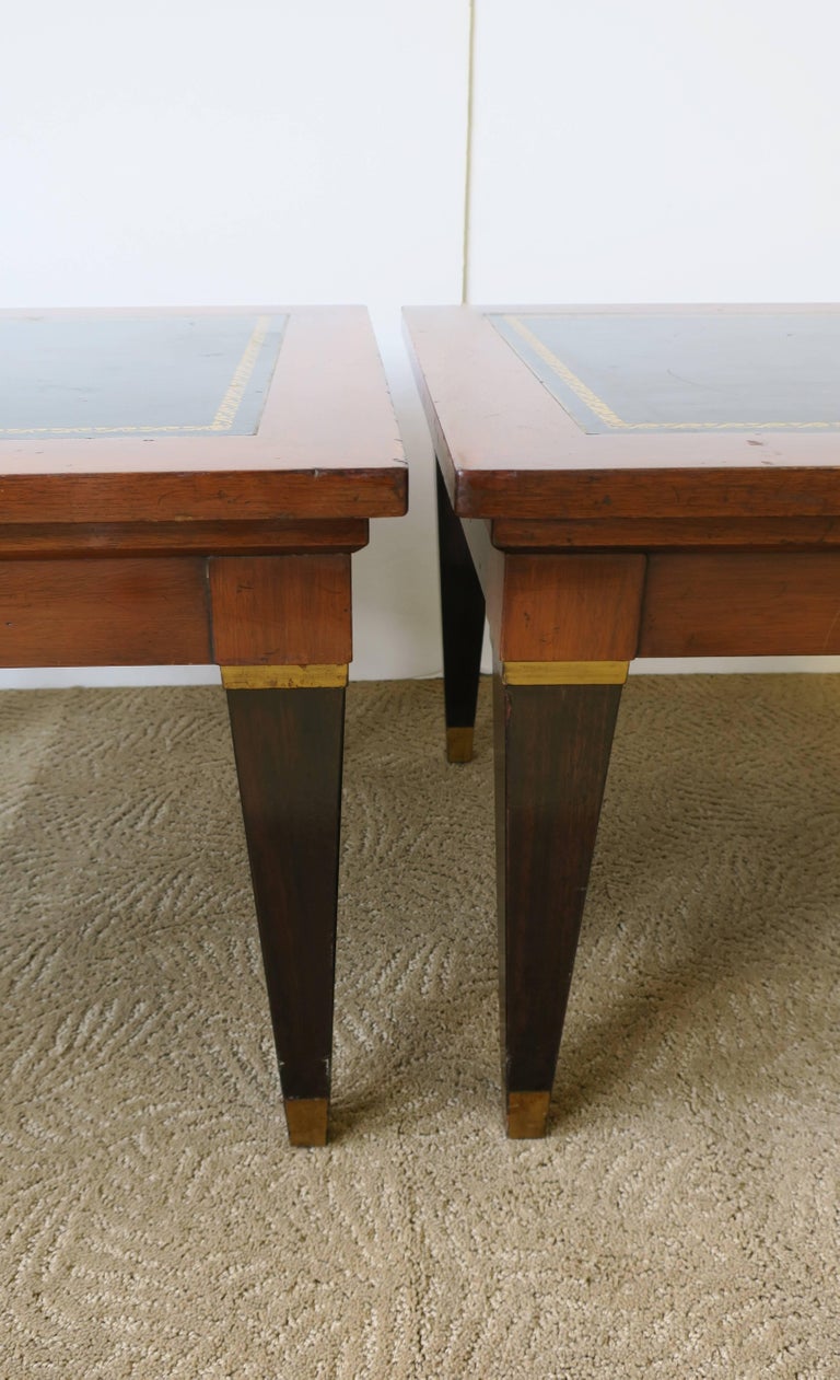 Pair of Midcentury Black Leather Top End Tables or Cocktail Table For ...