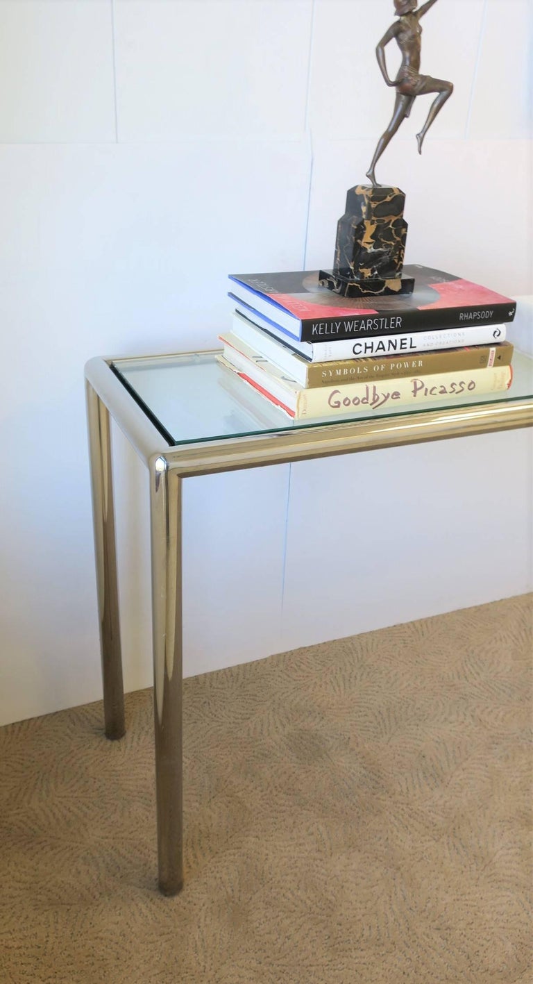 Modern Chrome and Glass Console Table at 1stDibs | chrome and glass ...