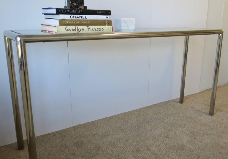 Modern Chrome and Glass Console Table at 1stDibs | chrome and glass ...