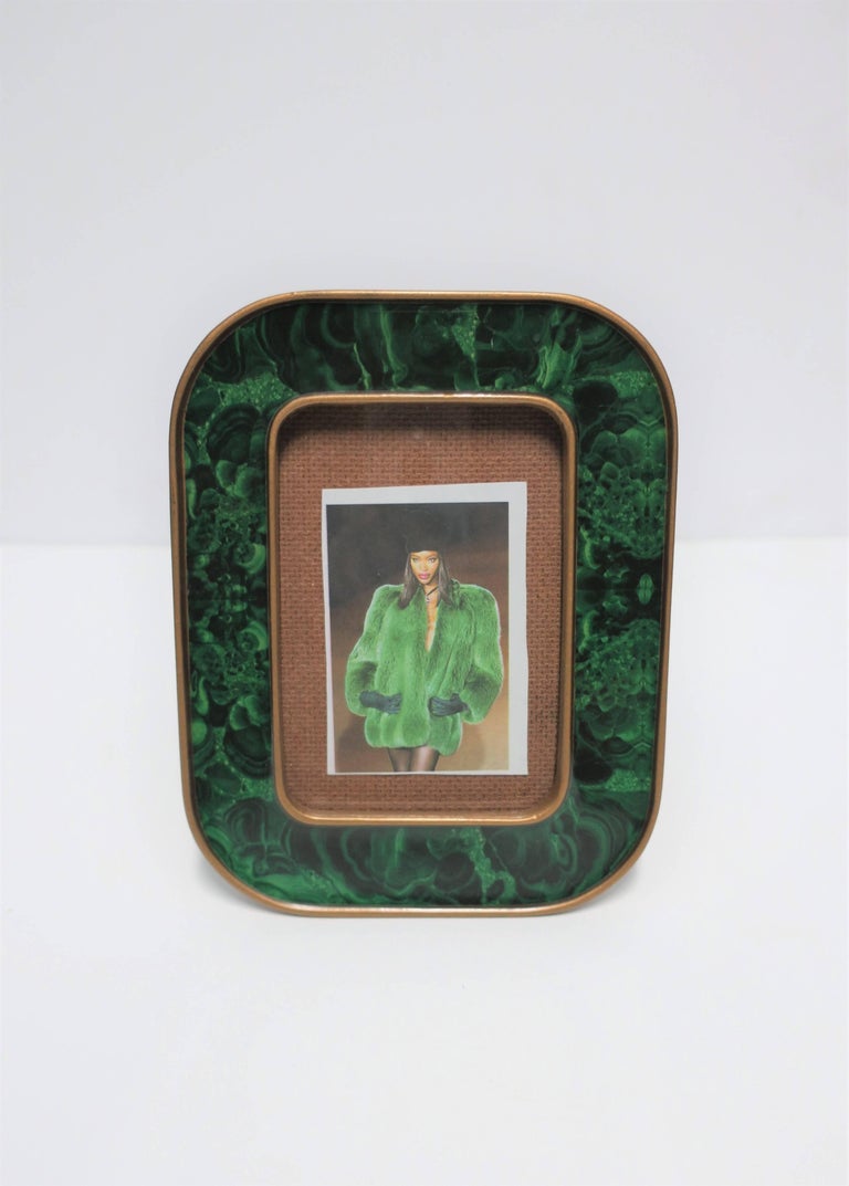 Modern Green Malachite Lacquer and Brass Picture Frame at 1stdibs