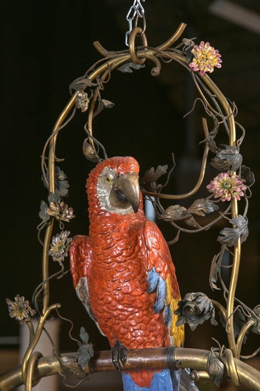Victorian Ceramic Polychrome Hanging Parrot For Sale at 1stDibs