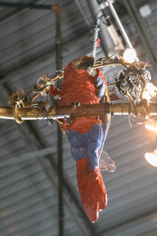Victorian Ceramic Polychrome Hanging Parrot For Sale at 1stDibs