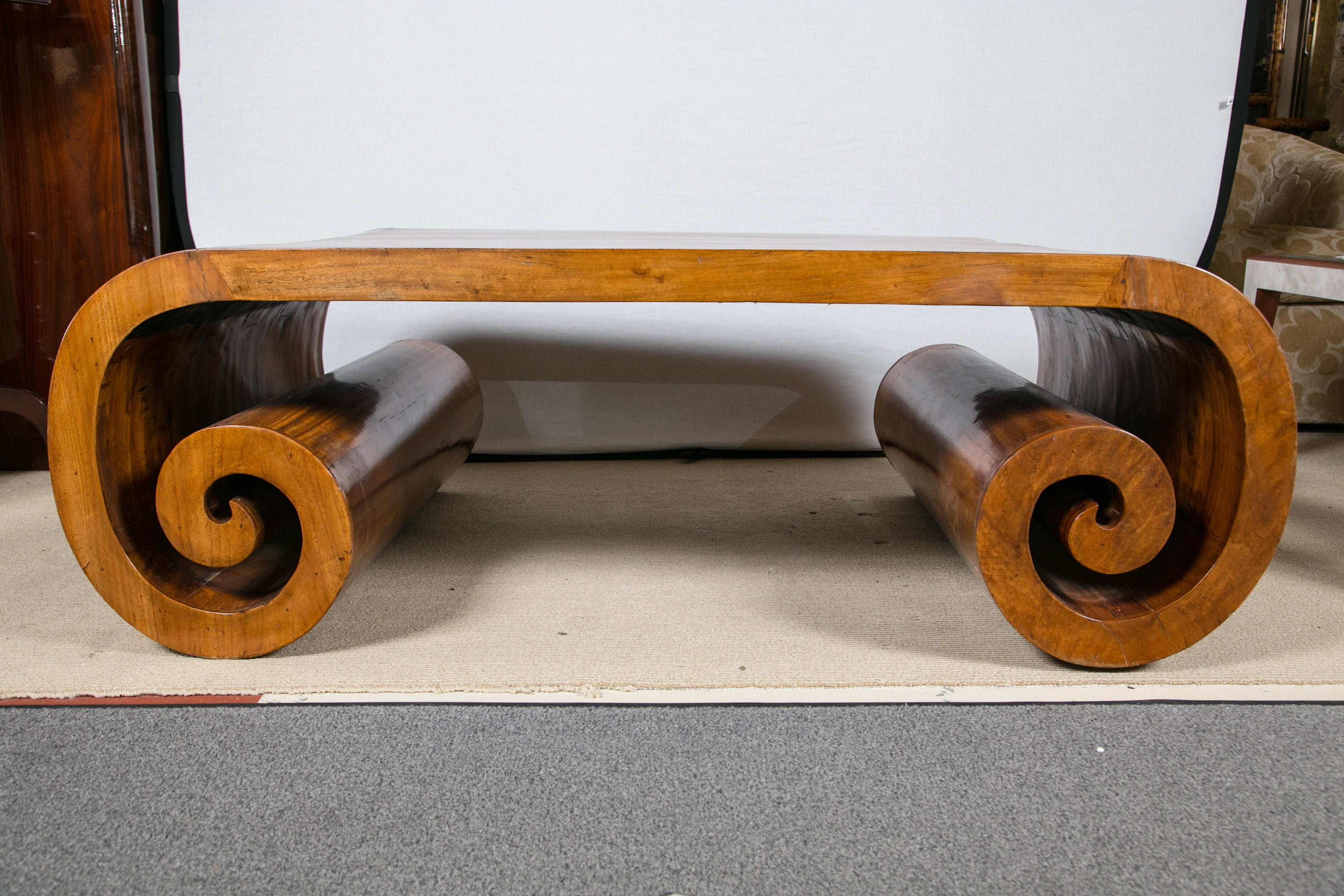 19th Century Chinese Scroll Base Cocktail Table in Camphor and ...
