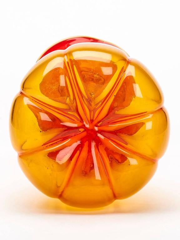 Amberina Orange and Red Art Glass Mallet Shaped Vase 20 Century For ...