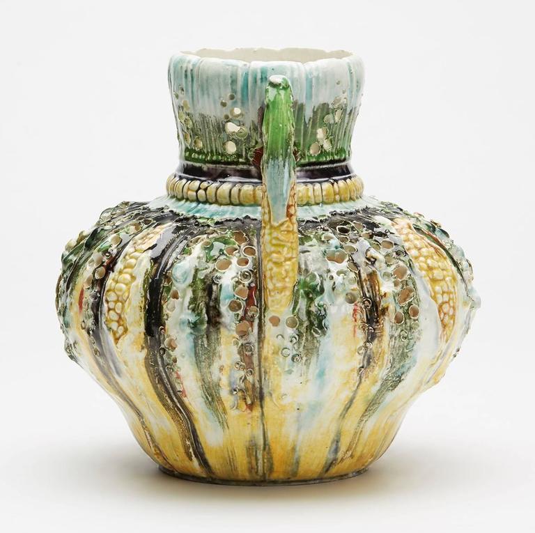 Antique Majolica Glazed Corn Design Vase 19th Century at 1stDibs
