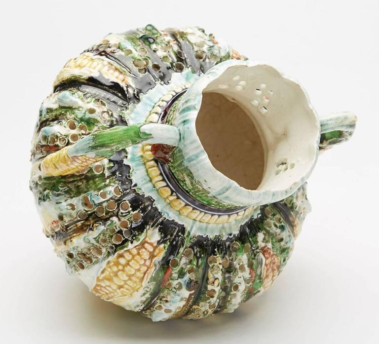 Antique Majolica Glazed Corn Design Vase 19th Century at 1stDibs