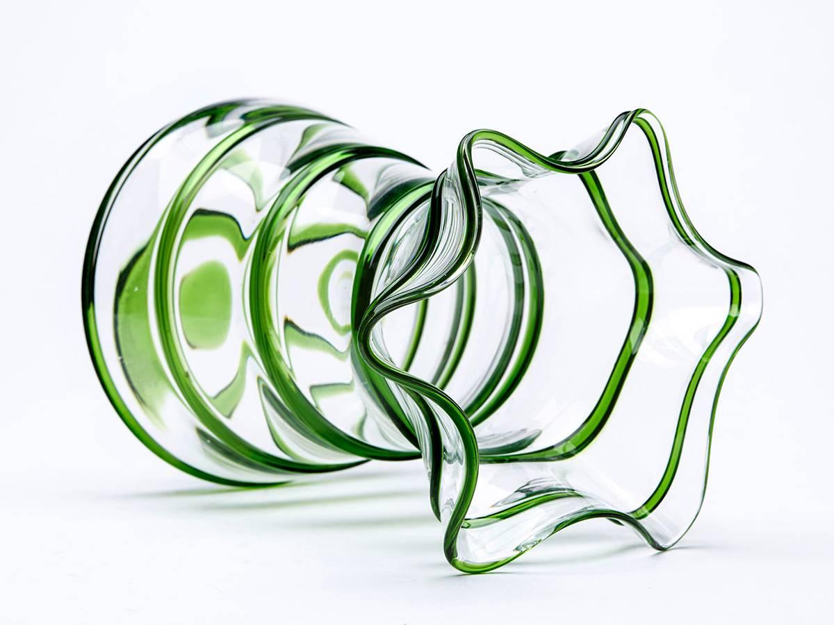 Art Nouveau Stuart and Sons Green Trailed Glass Vase, circa 1900 at ...