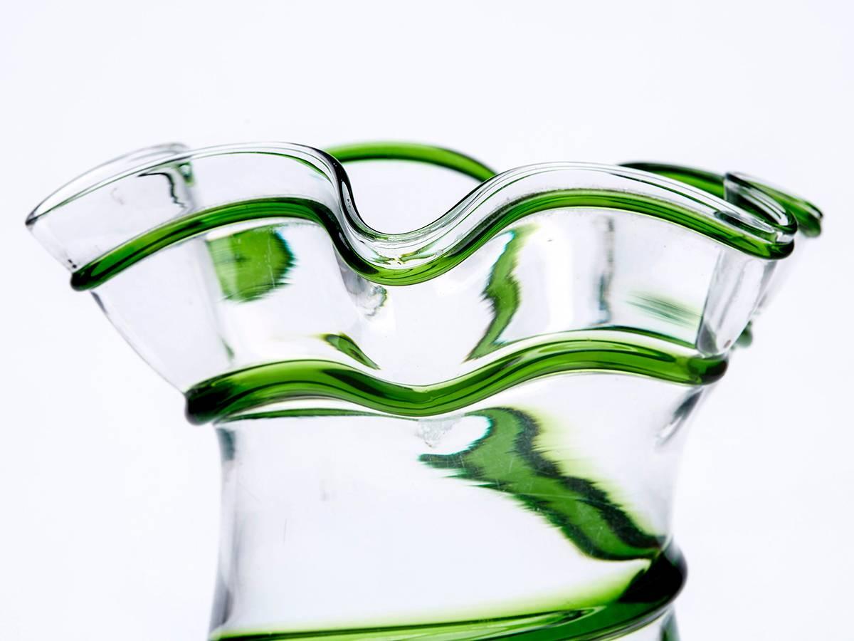 Art Nouveau Stuart and Sons Green Trailed Glass Vase, circa 1900 at ...