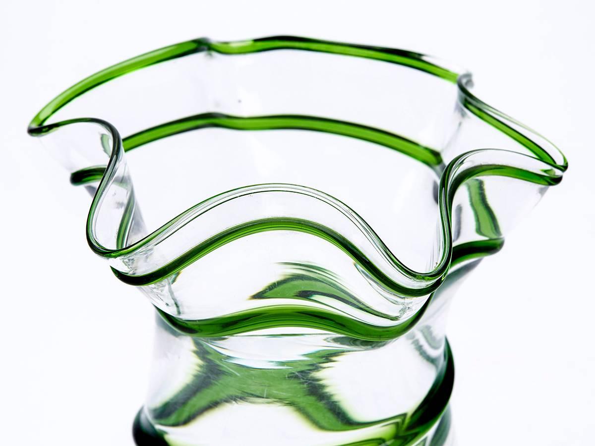 Art Nouveau Stuart and Sons Green Trailed Glass Vase, circa 1900 at ...