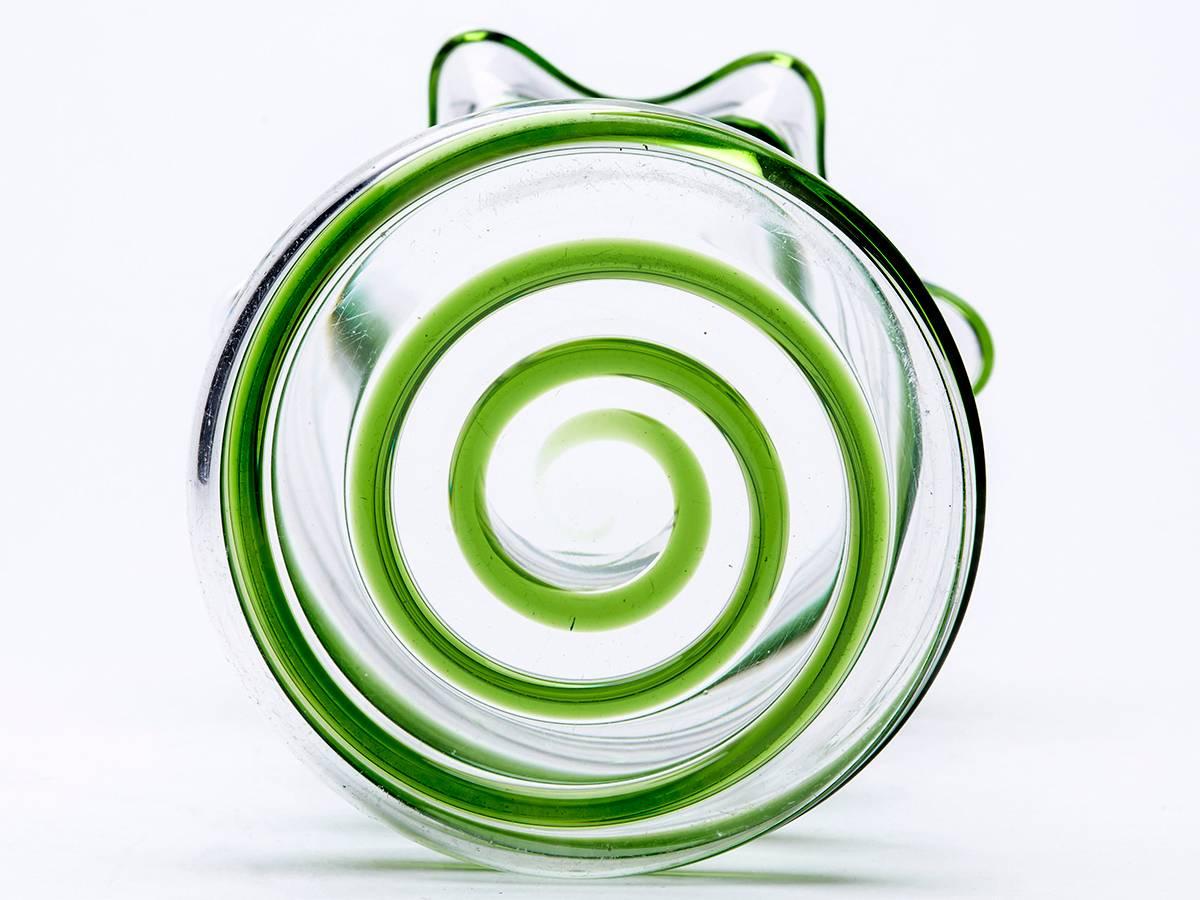 Art Nouveau Stuart and Sons Green Trailed Glass Vase, circa 1900 at ...