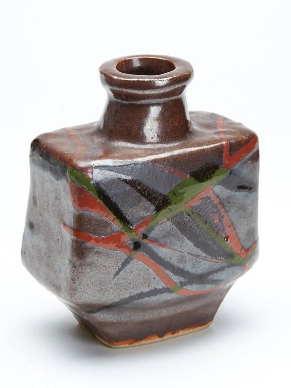 Shoji Hamada Brushwork Slab Studio Pottery Vase, 20th Century at 1stDibs