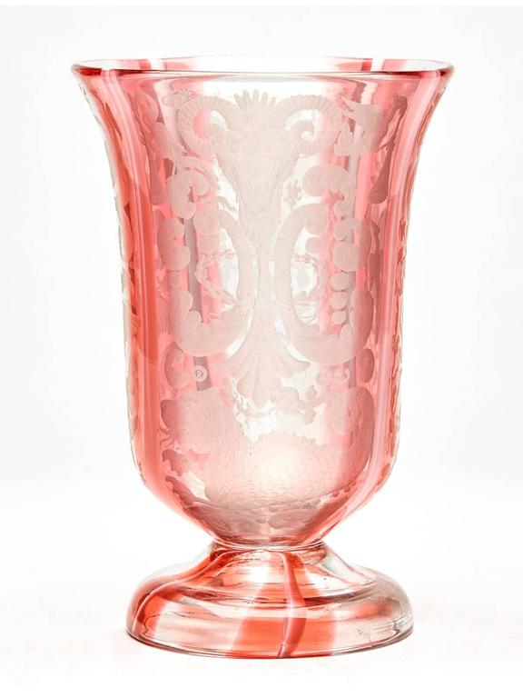 Antique Russian Etched Imperial Eagle Art Glass Vase, 19th Century at ...