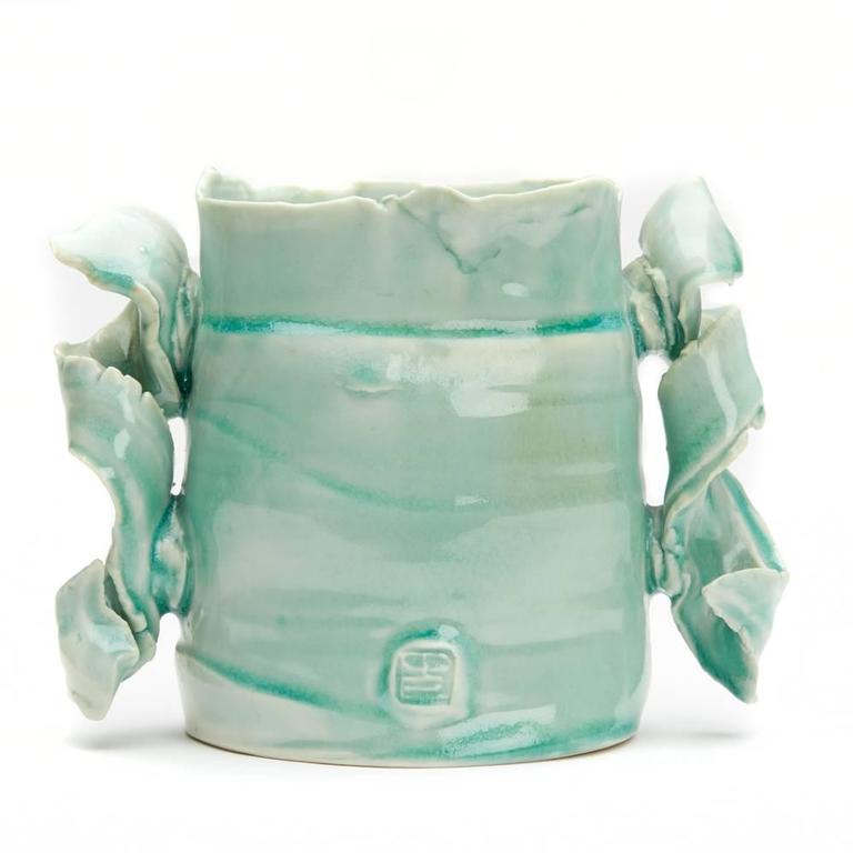 Colin Pearson British Studio Pottery Turquoise Vessel For Sale at 1stDibs