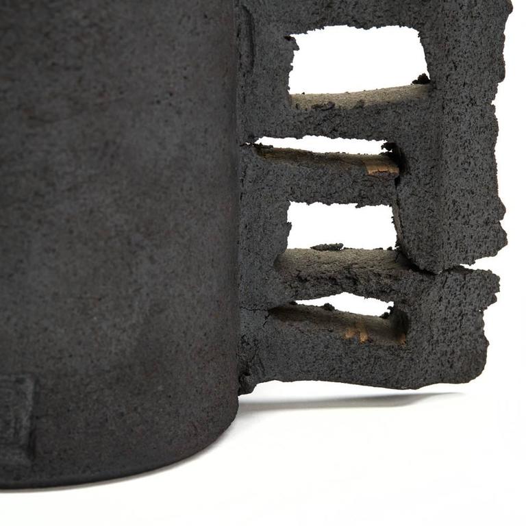 Colin Pearson British Studio Pottery Matte Black Handled Vessel at 1stDibs