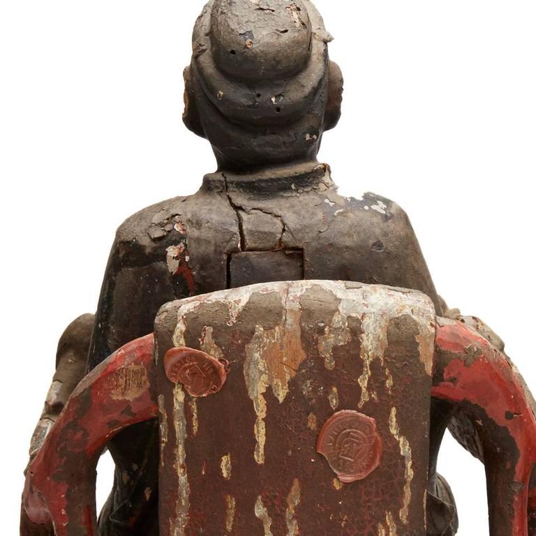 Antique Pair Chinese Carved Earth Gods on Thrones at 1stDibs