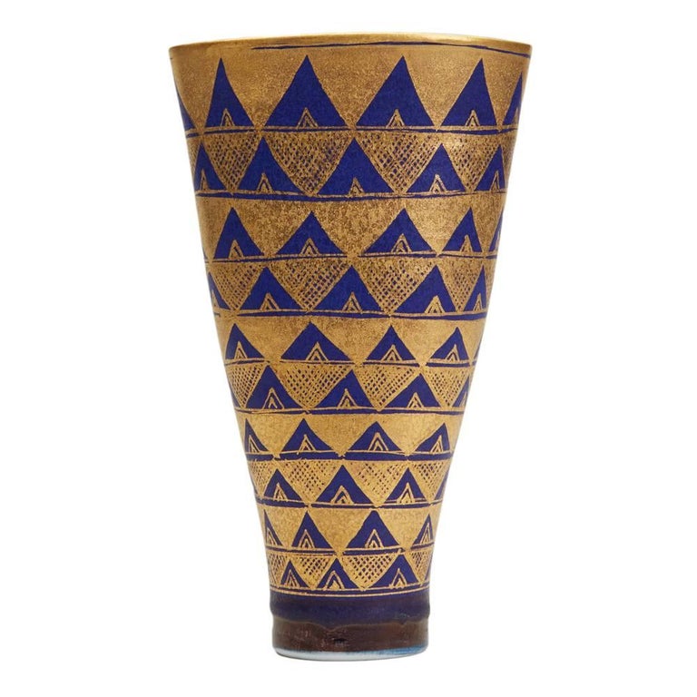 Mary Rich Studio Pottery Geometric Design Vase, 20th Century at 1stDibs