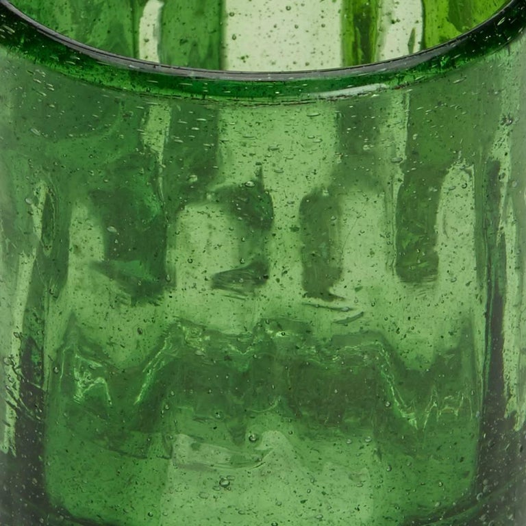 Set Of Seven Vintage Or Antique Rustic Green Glass Tumblers At 1stdibs