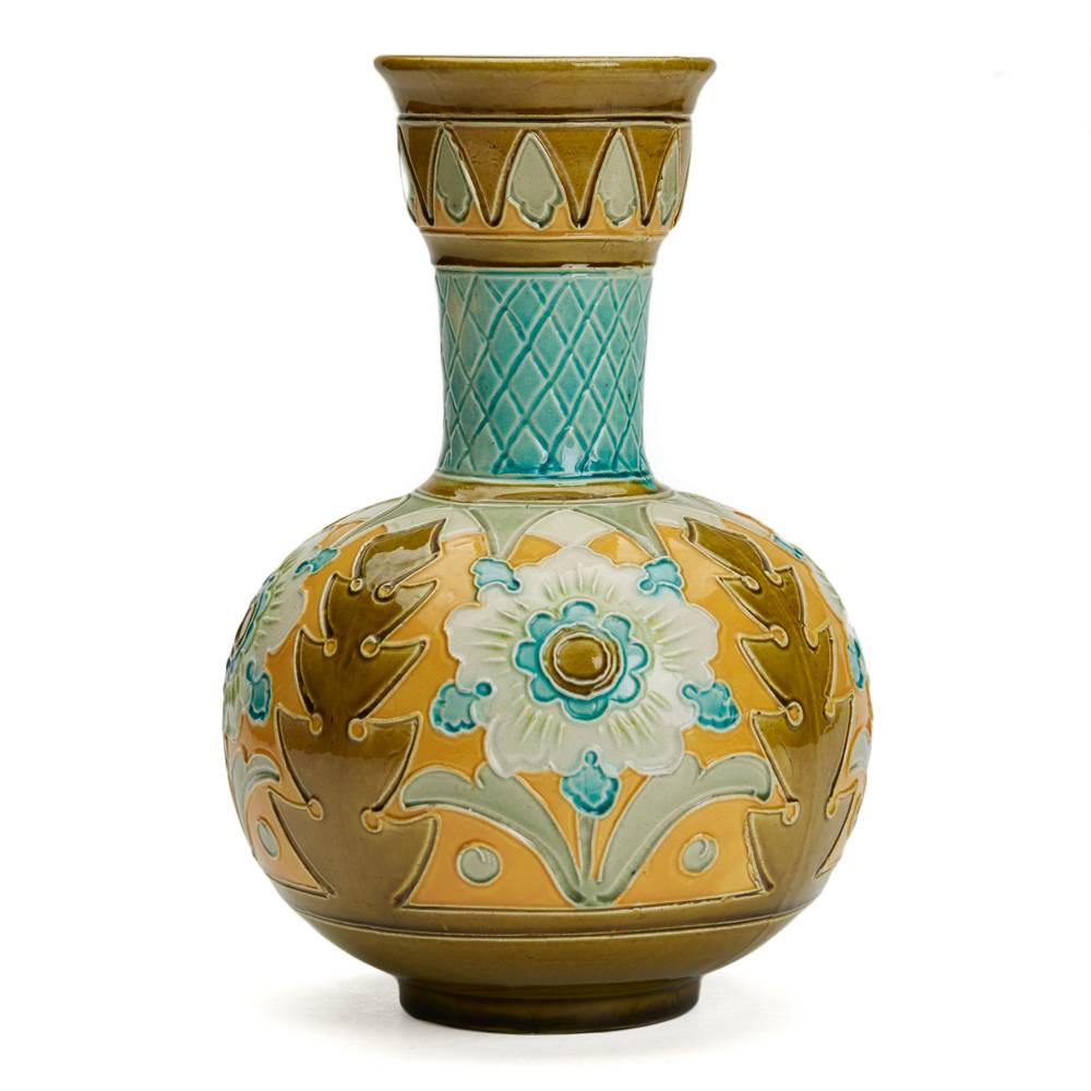 Burmantofts Faience Partie-Colour Vase by Joseph Walmsley at 1stDibs