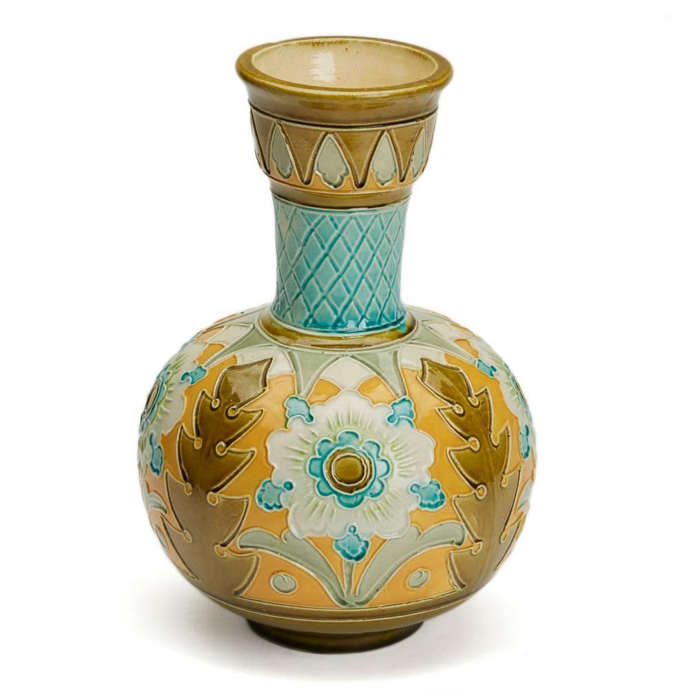 Burmantofts Faience Partie-Colour Vase by Joseph Walmsley at 1stDibs
