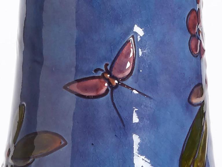 William Baron Blue Art Pottery Bird Trumpet Vase, circa 1900 at 1stDibs