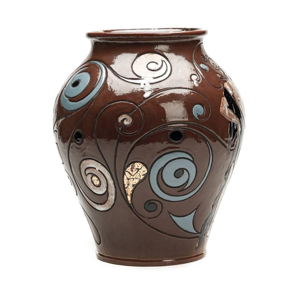 Émile Gallé Clytemnestra Brown Art Pottery Vase, circa 1900 at 1stDibs