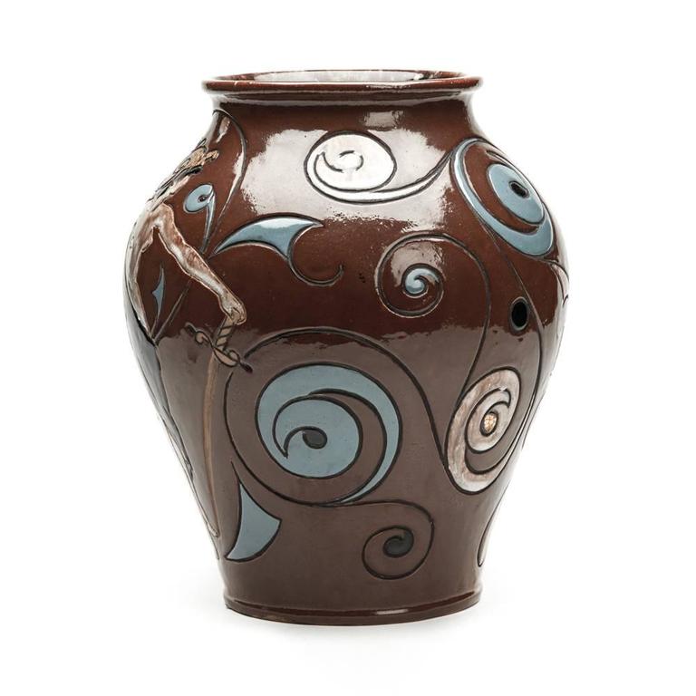 Émile Gallé Clytemnestra Brown Art Pottery Vase, circa 1900 at 1stDibs