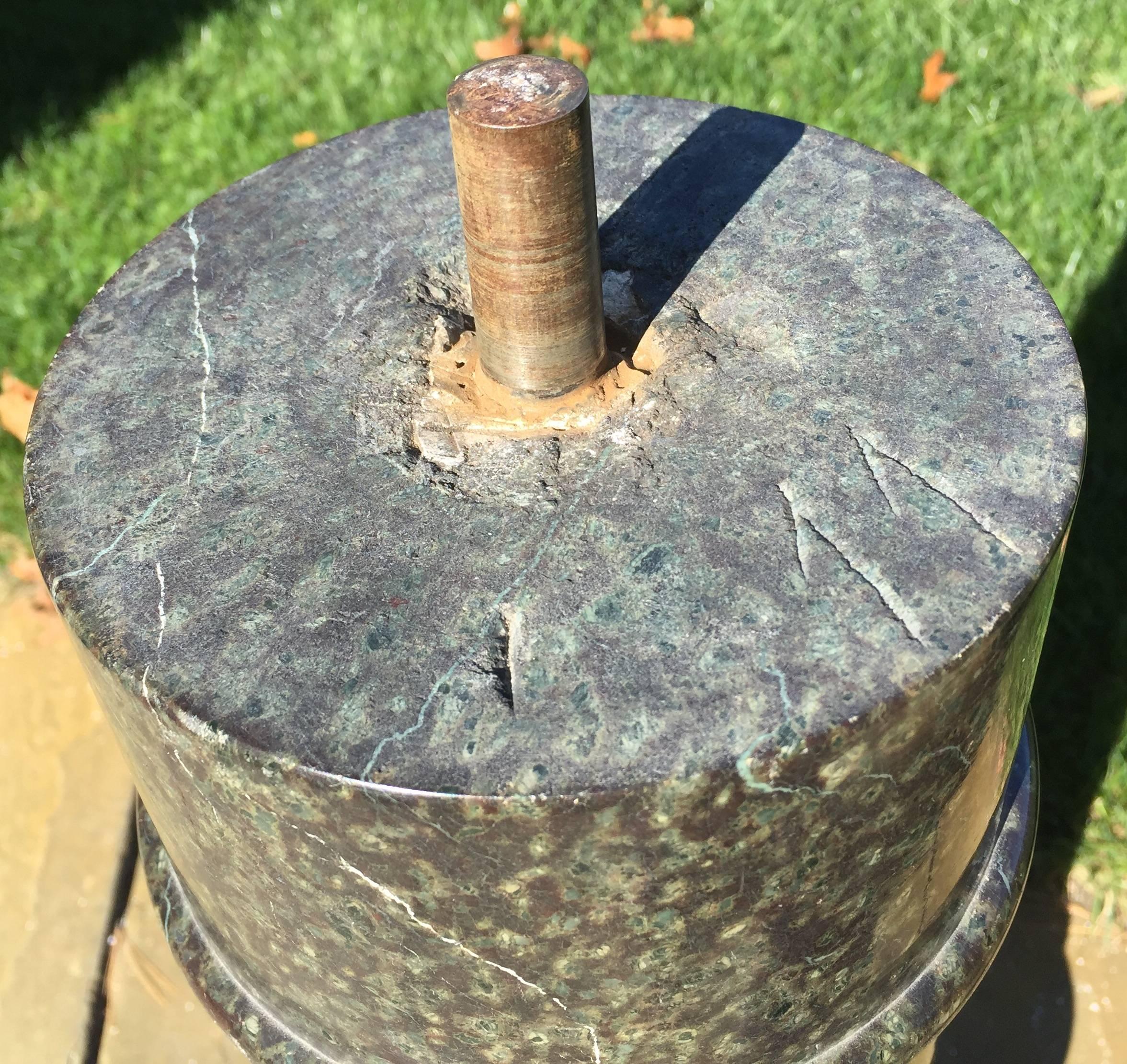 Late 19th Century Pedestal in Italian Spinach Marble, Rotating Top at ...